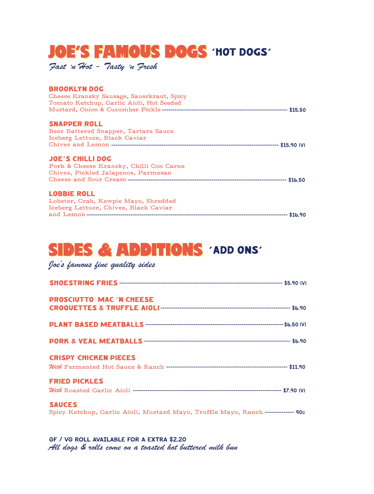 Menu – Joes Deli Official