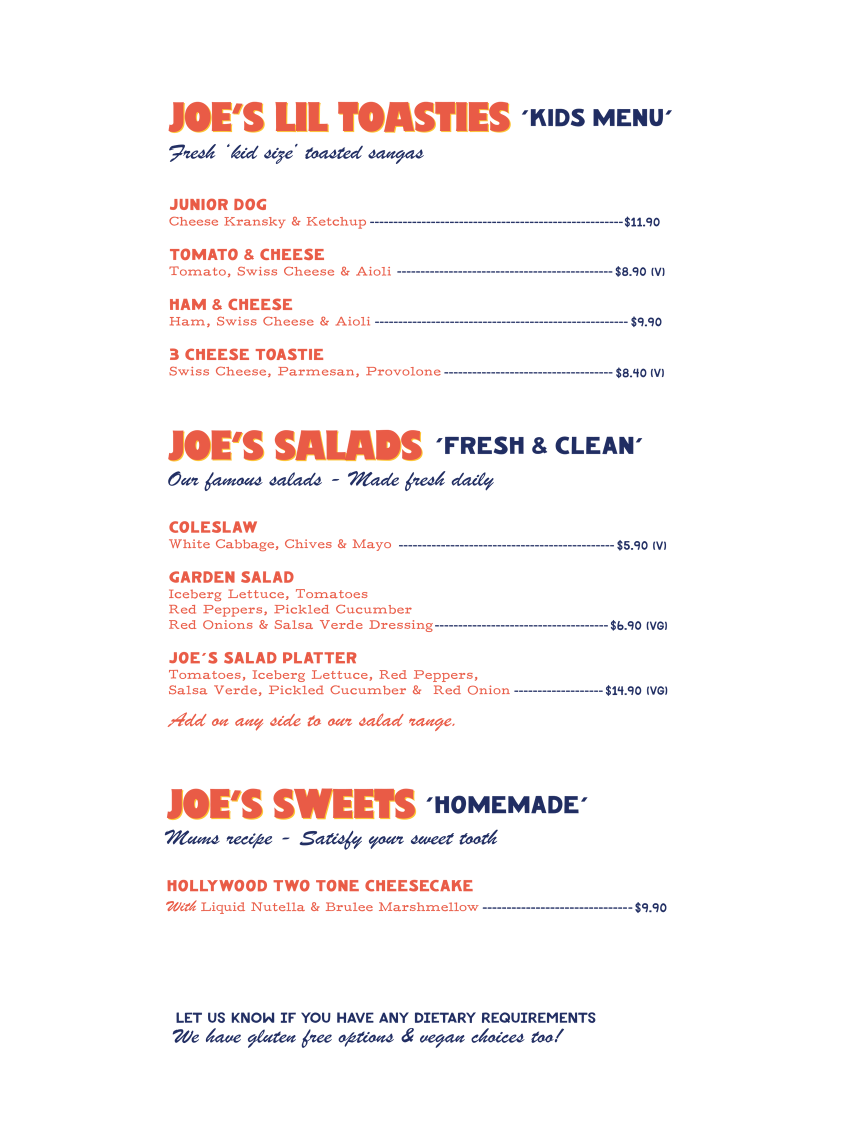 Menu – Joes Deli Official